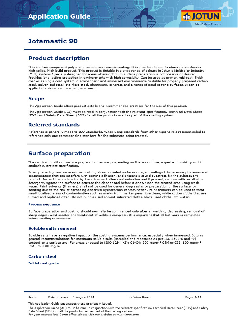 Jotamastic 90 Application Guide | PDF | Abrasive | Paint