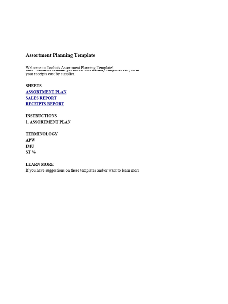 Free Assortment Planning Template | PDF | Clothing | Fashion