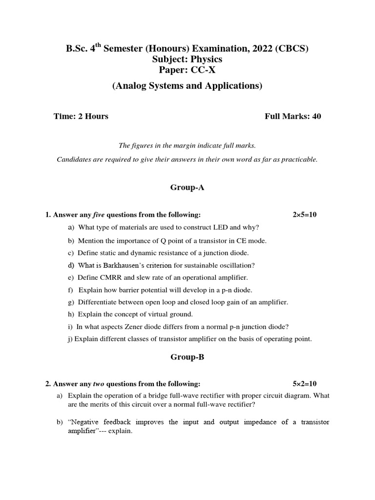 Sem IV - PHSH - CC10 | PDF | Amplifier | Electronic Oscillator