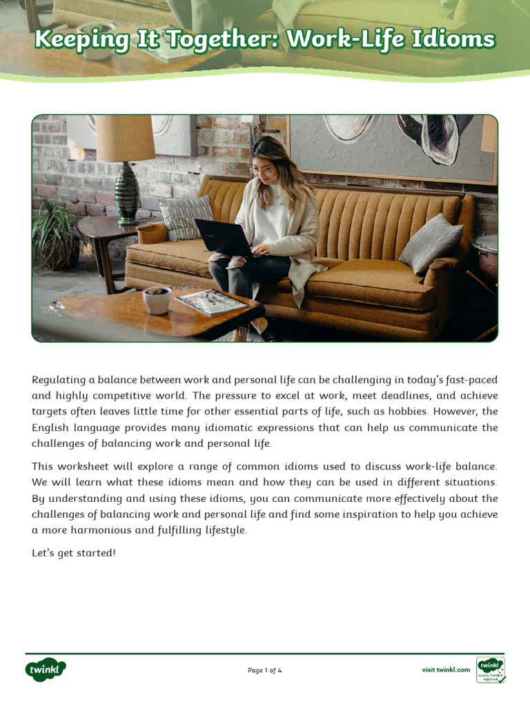 T e 1681332936 Keeping It Together Work Life Idioms Adults A2 b1 - Ver ...