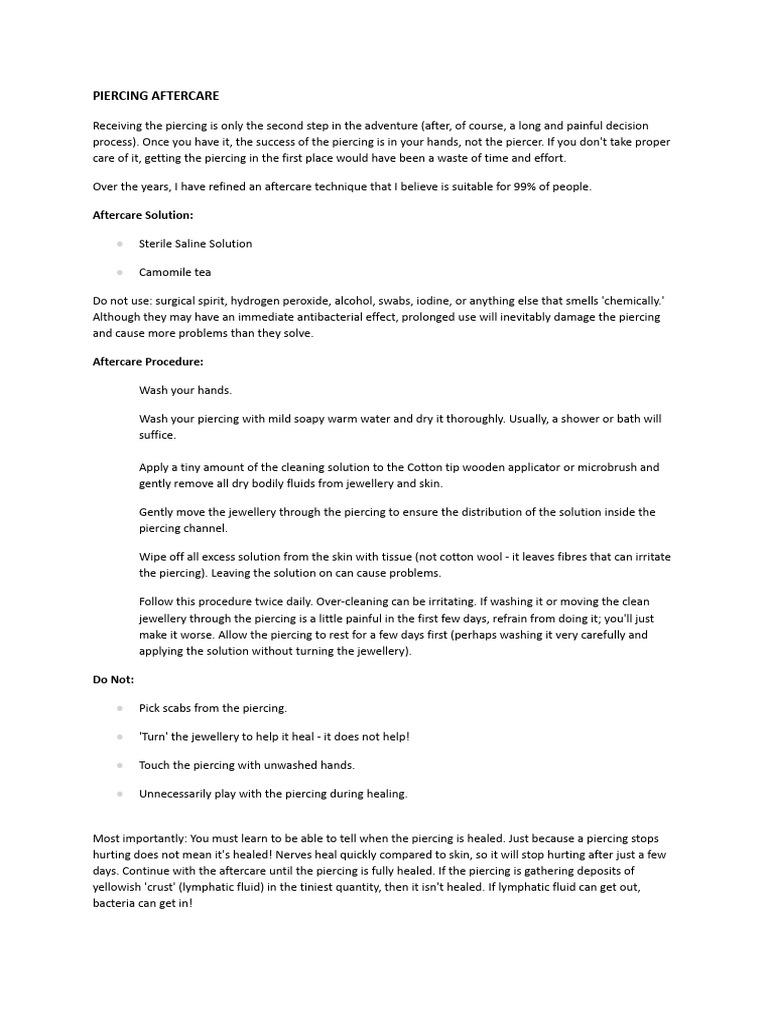 Essential Piercing Aftercare Guide | PDF | Lifestyle