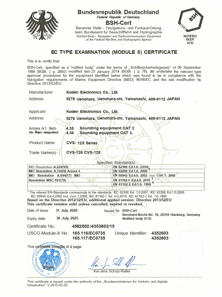 KODEN Echo Sounder CVS-126TA | PDF | Computers | Technology & Engineering