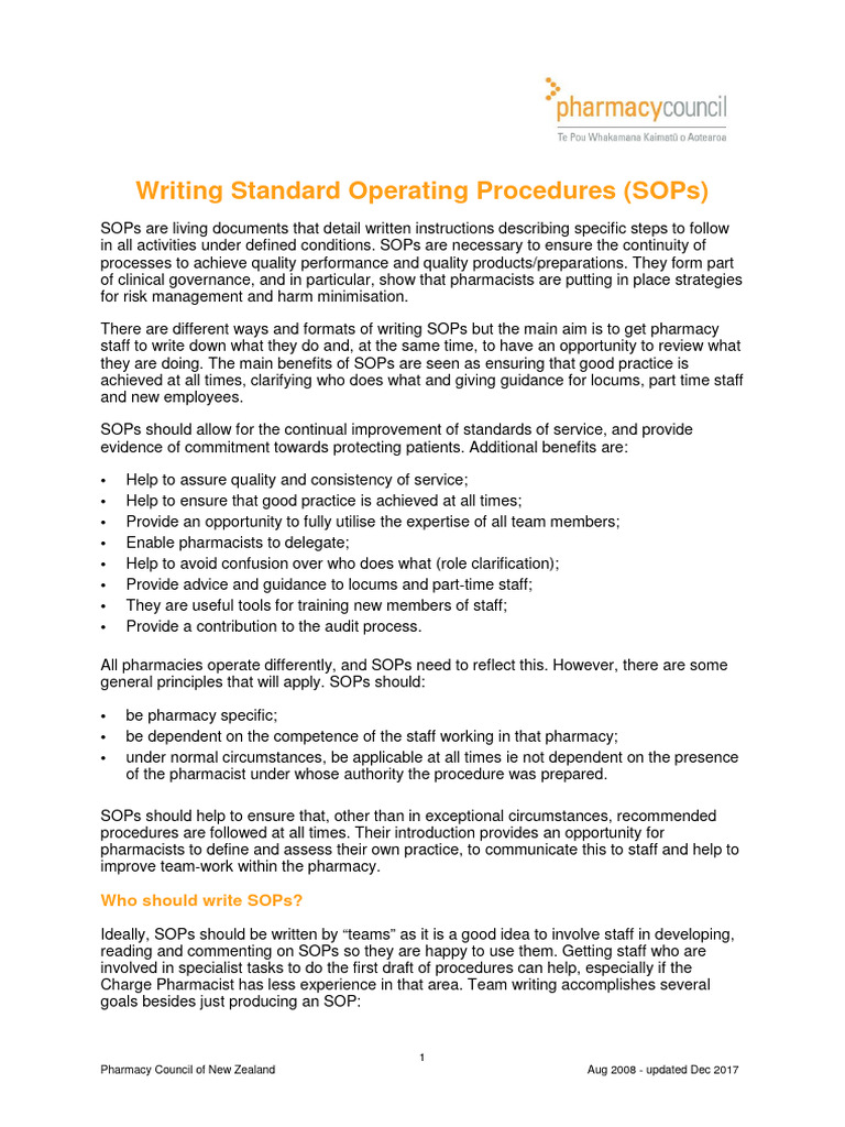 Writing SOPs Updated Dec2017 1 | PDF | Pharmacy | Pharmacist