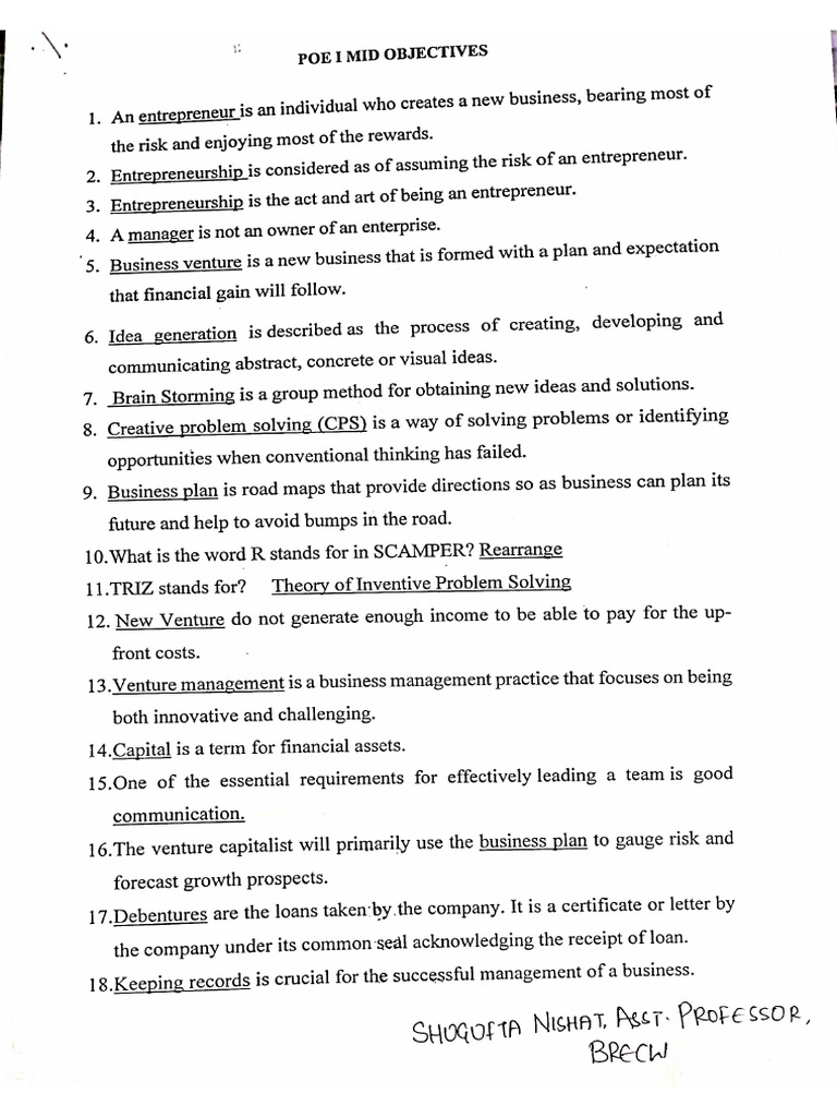 Poe 1 Mid Objective | PDF