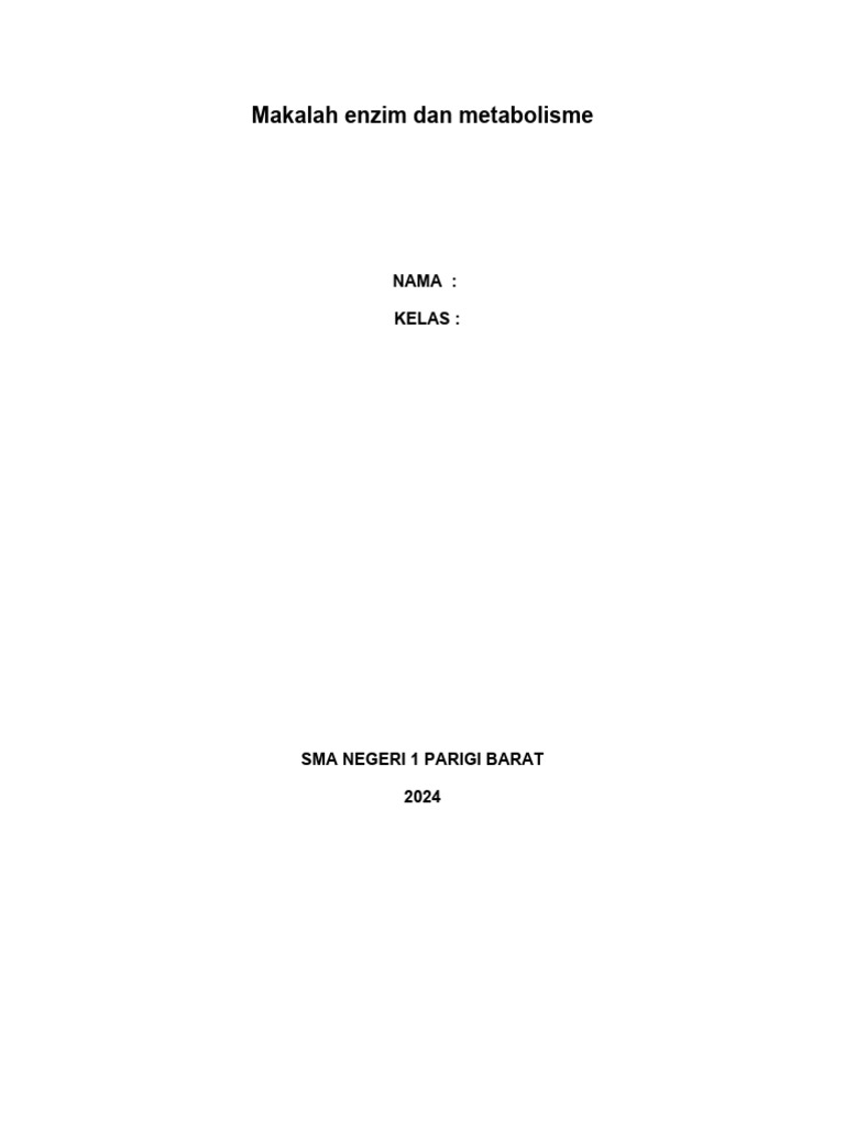 Makalah Enzim Dan Metabolisme | PDF
