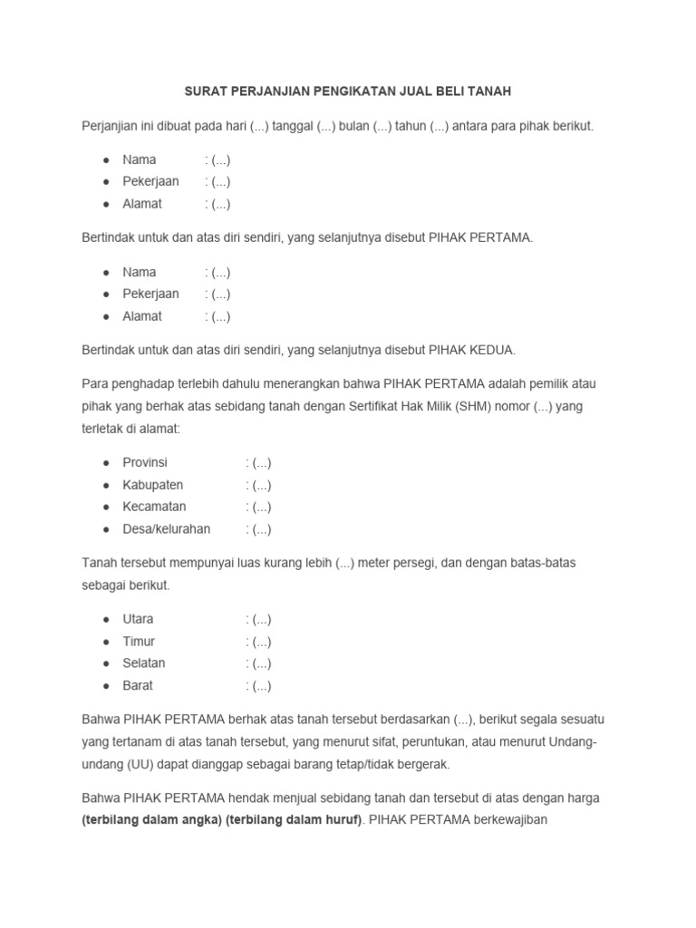 Surat-Perjanjian-Pengikatan-Jual-Beli-Tanah | PDF