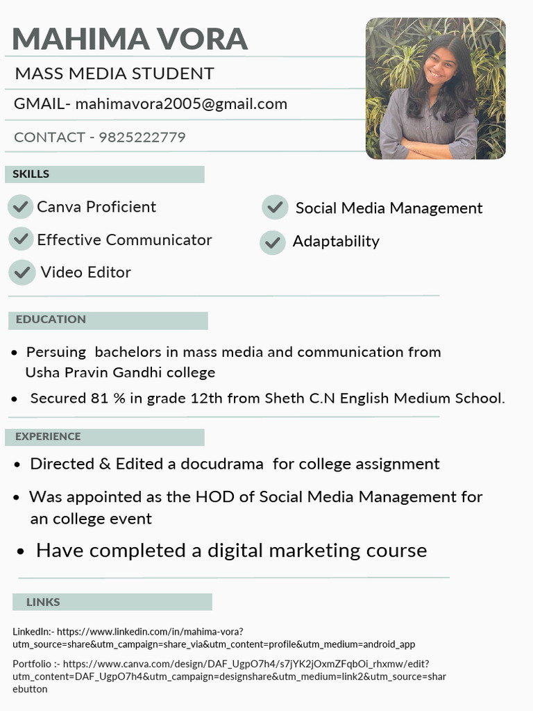 Mahima Vora | PDF | Career & Growth | Business