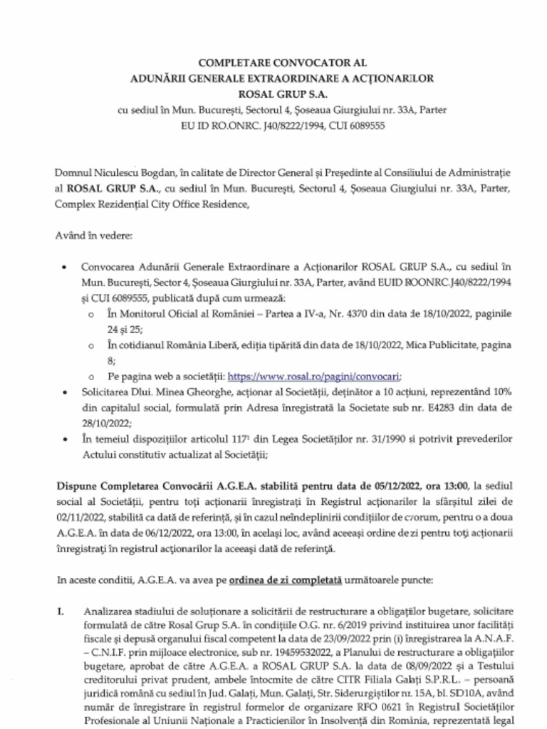 Completare Convocator AGEA 2 | PDF