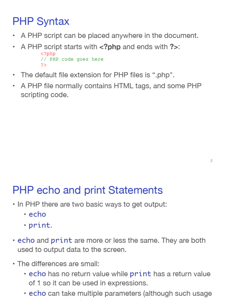 Lesson 03 Pdf Php Data Type
