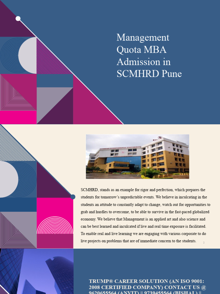 Management Quota MBA Admission in SCMHRD Pune | PDF | Master Of ...
