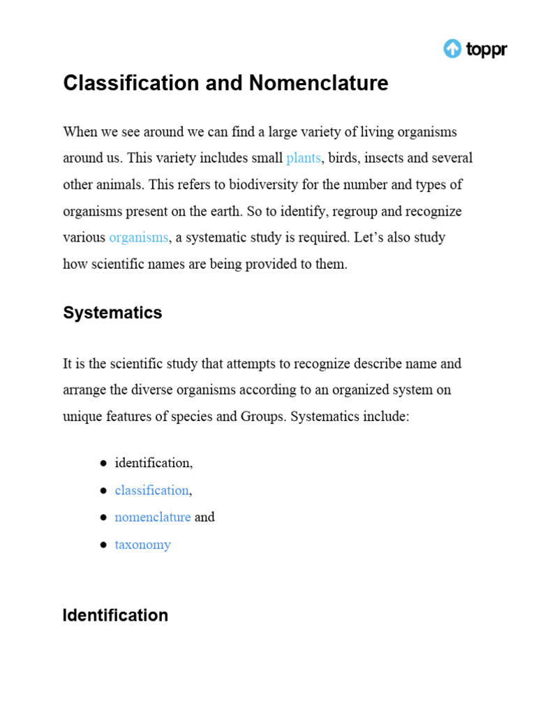 CBSE Class 11 Biology Chapter 1 The Living World Revision Notes | PDF ...