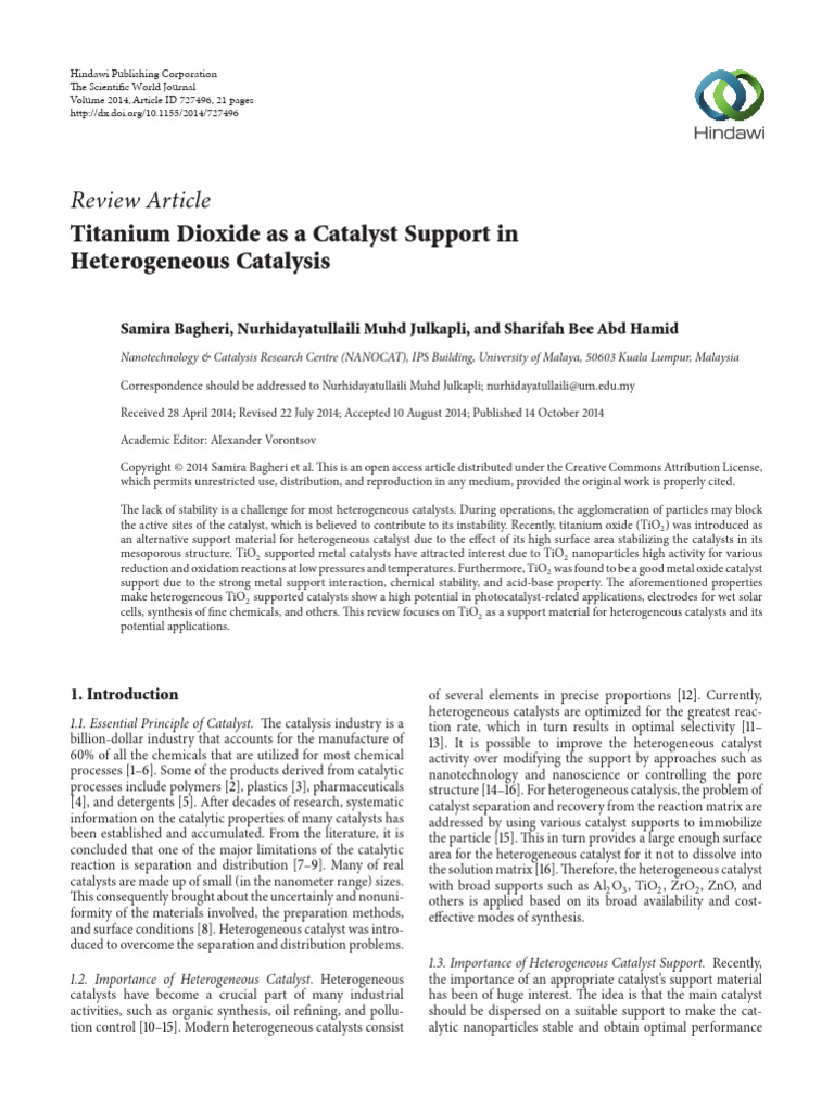 Titanium Dioxide As A Catalyst Support in | PDF | Catalysis | Titanium ...