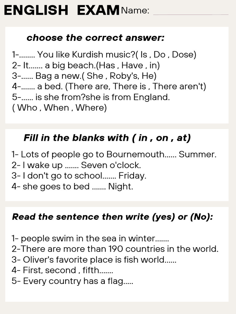 English Grammar Quiz for Beginners | PDF | Language Arts & Discipline | Art