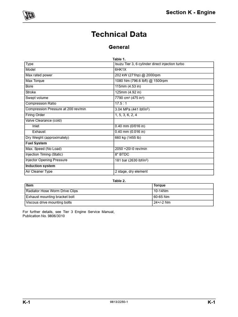 Isuzu Tier 3 Engine Specifications | PDF