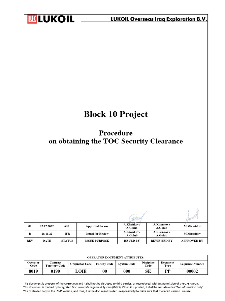 XIV.F. 8019-0190-LOIE-00-000-SE-PP-00002 - 00 Procedure On Obtaining ... XIV.F. 8019-0190-LOIE-00-000-SE-PP-00002 - 00 Procedure On Obtaining ...
