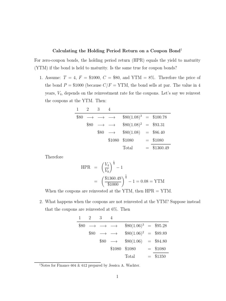 HPR Calculation for Coupon Bonds | PDF | Financial Markets | Financial ...