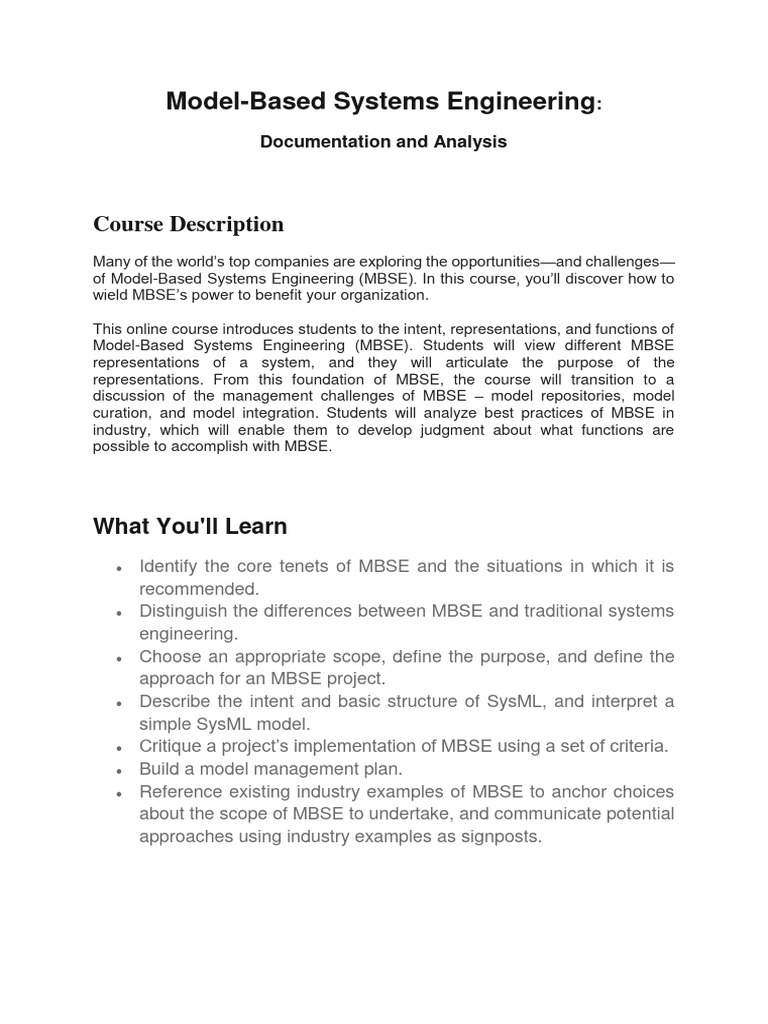 Model-Based Systems Engineering | PDF Model-Based Systems Engineering | PDF