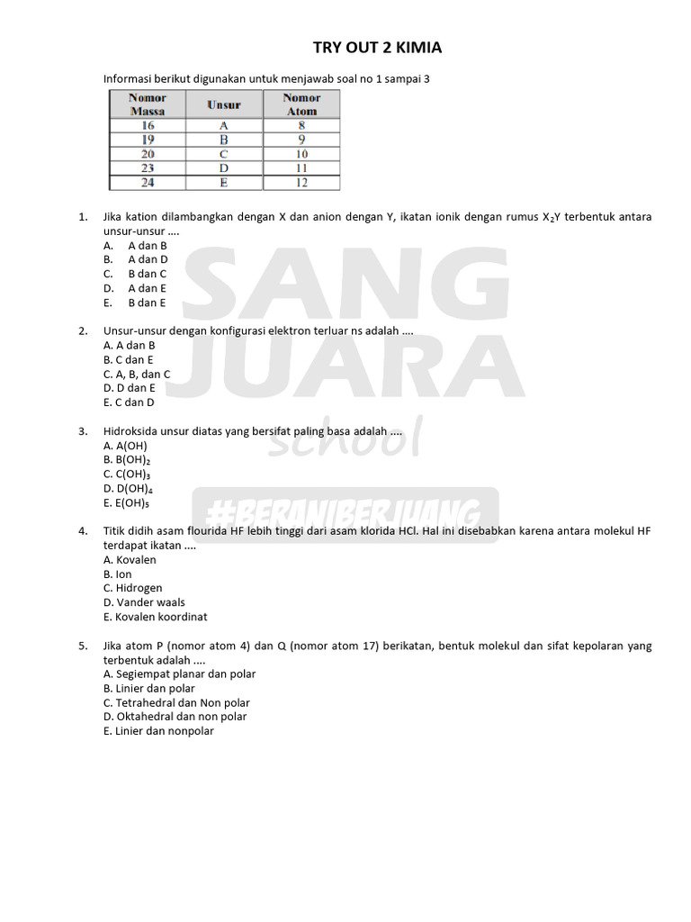 Try Out 2 Kimia | PDF