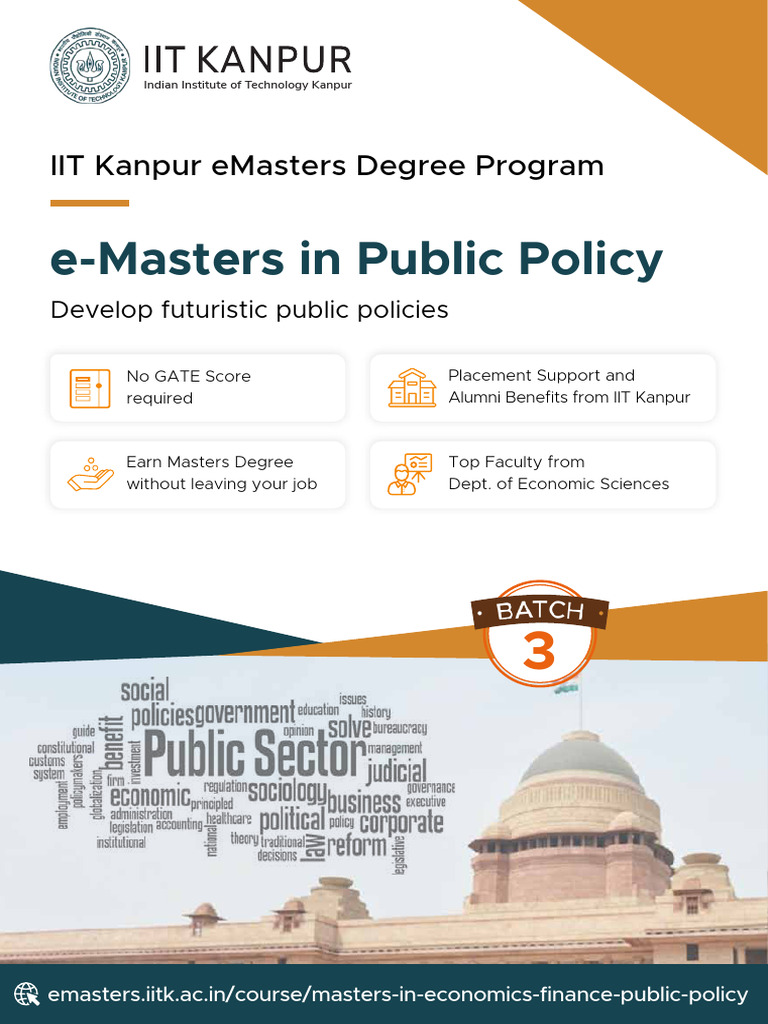 Brochure EMasters in Public Policy IIT Kanpur | PDF | Economics | Policy