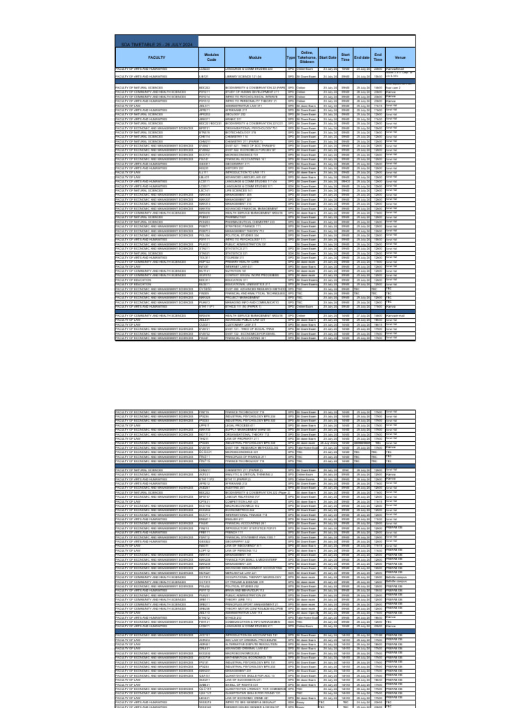 Sda Timetable 25-26 July 2024 | PDF | Science