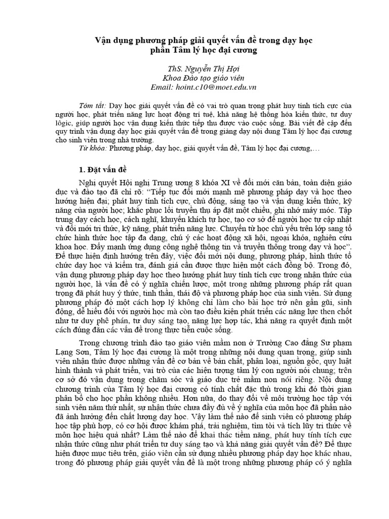 Khoa DTGV DH Giai Quyet Van De. X | PDF