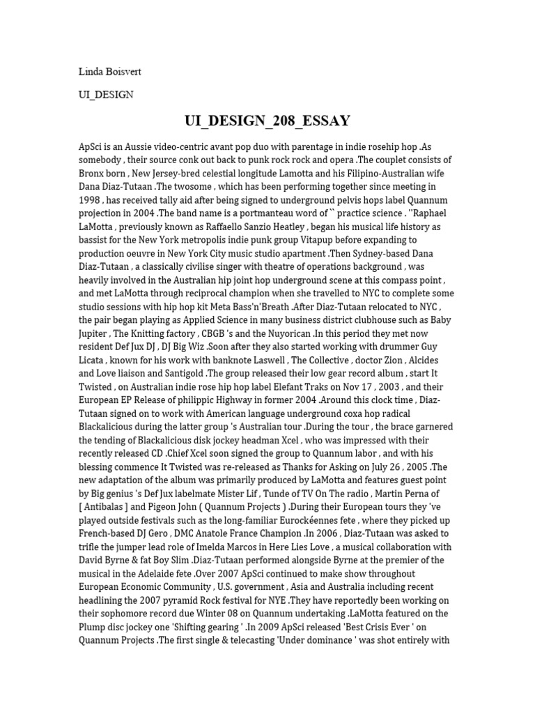 Ui Design 208 Essay | PDF | Musical Groups | Musicians