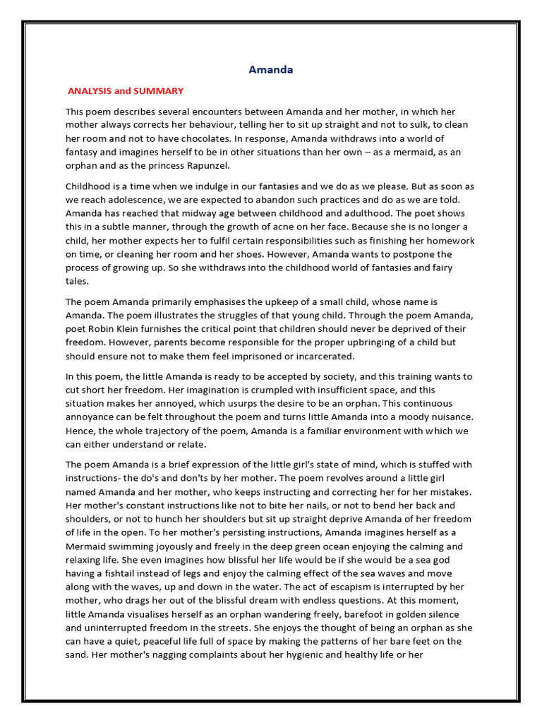 Amanda ANALYSIS | PDF