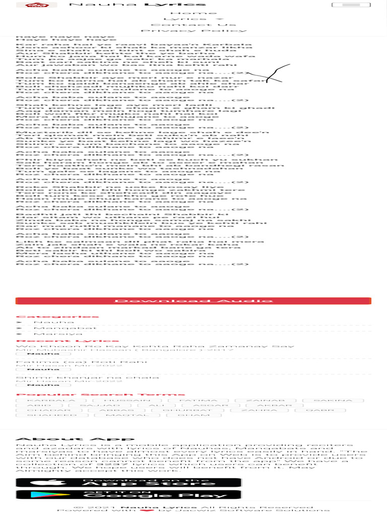 Acha Baba Sulane To Aaoge Na by Zaidi Brothers - Nauha Lyrics | PDF | Application Software ...