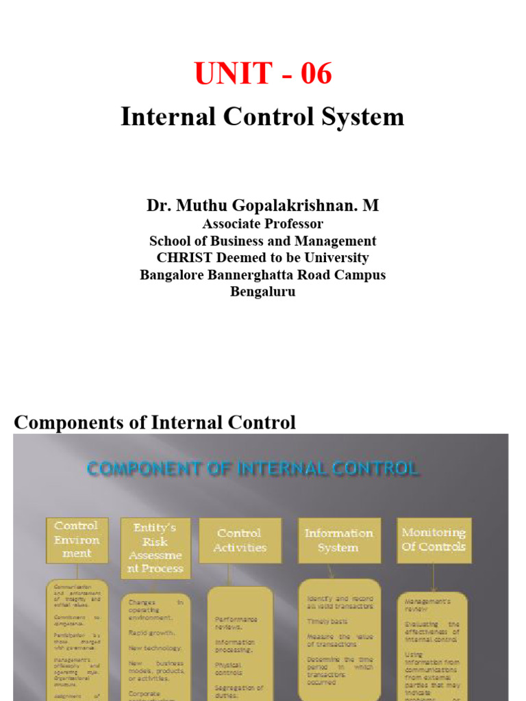 Unit 6 Internal Control | PDF | Internal Control | Financial Statement