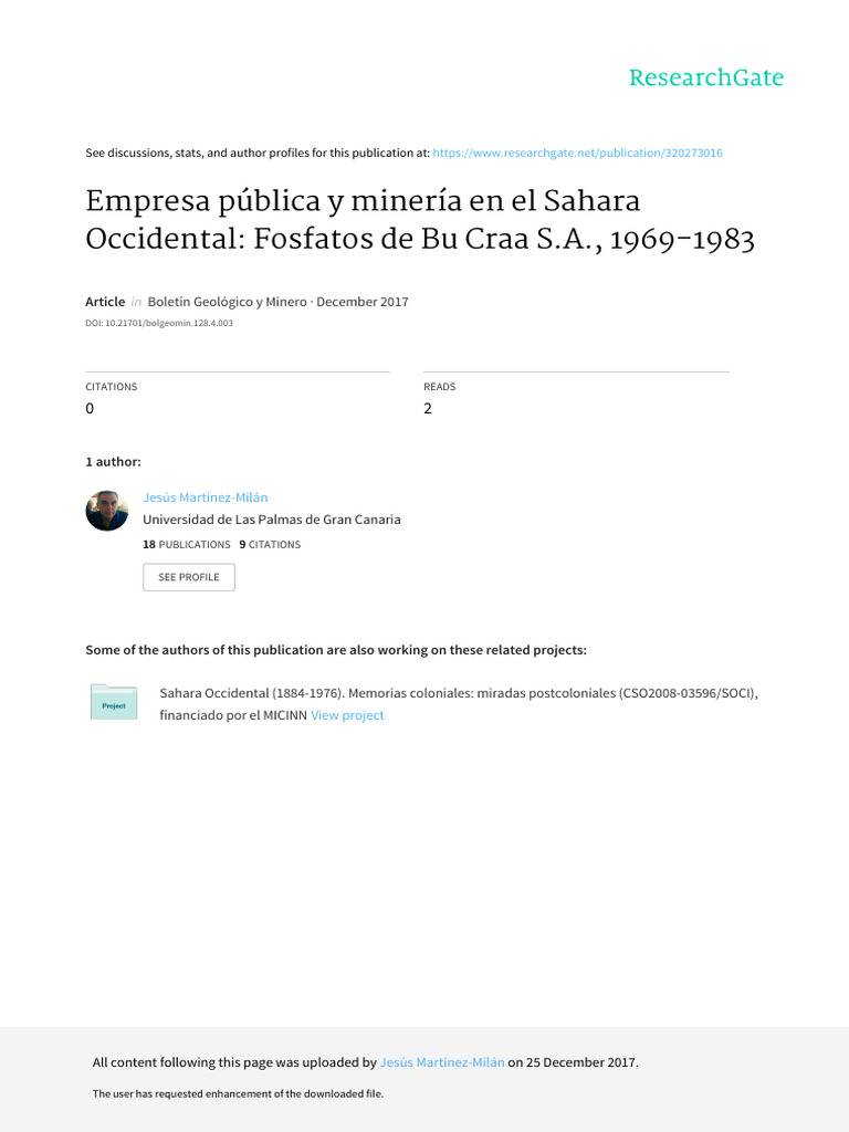 Fosfatos de Bu Craa: 1969-1983 Analysis | PDF | Western Sahara