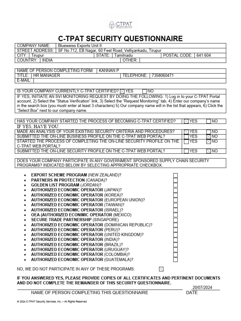 Security Questionnaire BP Agreement | PDF | Computer Security | Security
