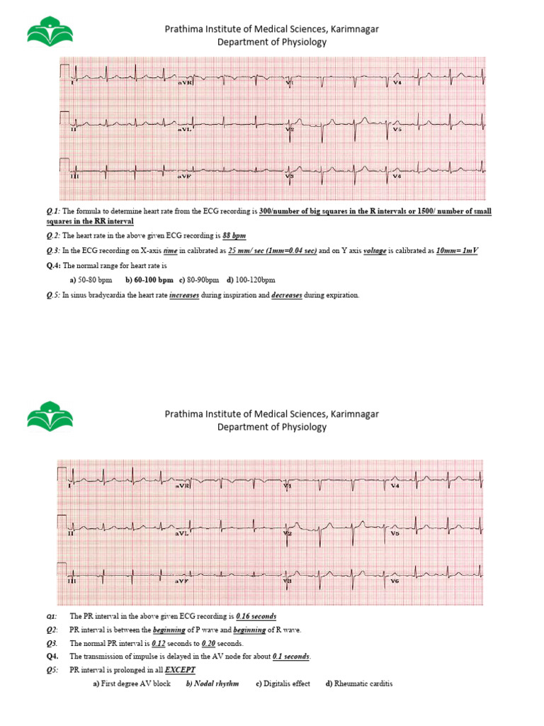 Ecg Charts With Answers | PDF | Electrocardiography | Heart Rate