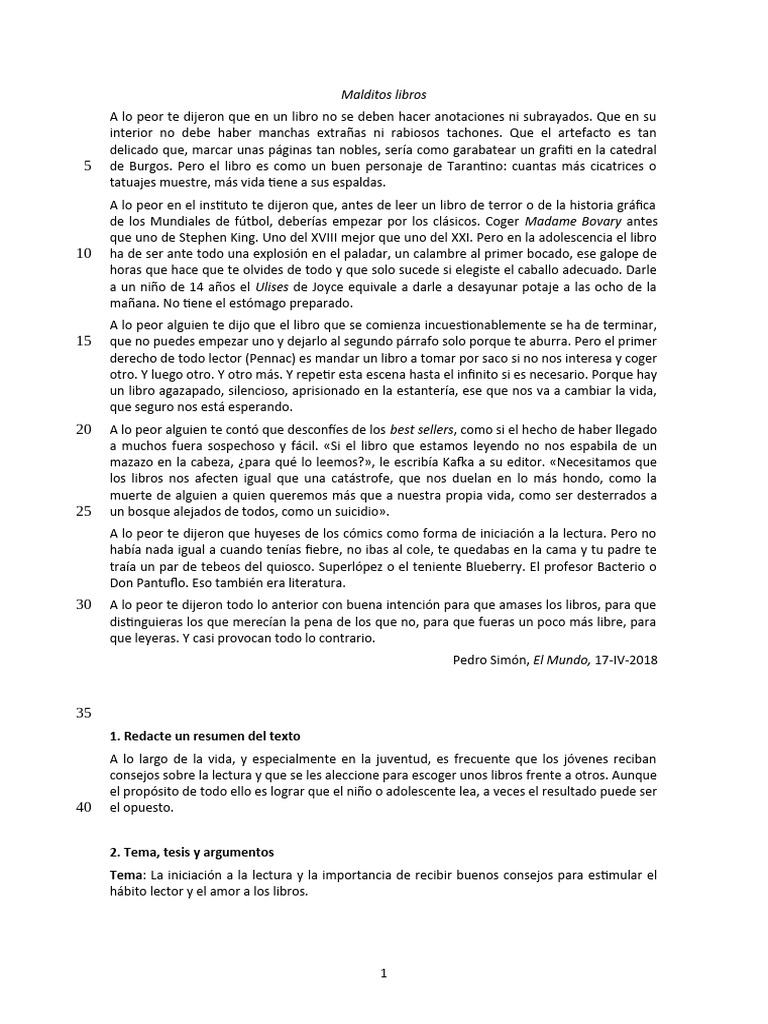 Malditos Libros (Pedro Simón) | PDF