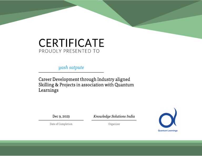 Career Development Through Industry Aligned Skilling & Projects in Association With Quantum ...