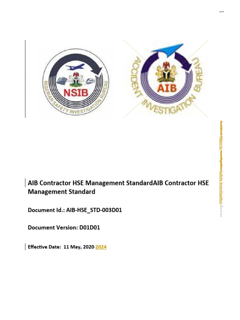 AIB Contractor HSE Management Standard - Current Draft | PDF | Personal ...