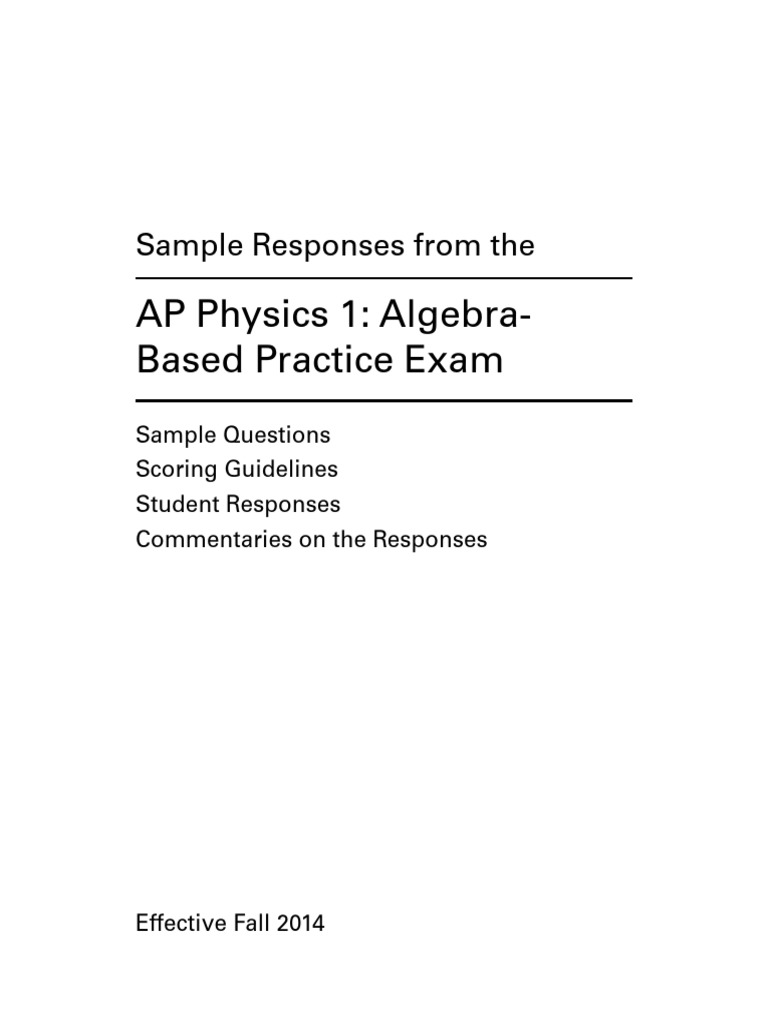 AP Physics 1 - Student Sample Questions Fall 2014 | PDF | Force | Momentum