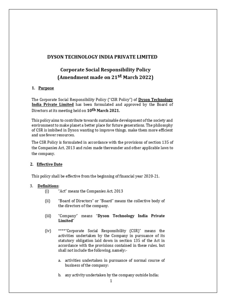 Annexure-6 - Draft CSR Policy | PDF | Corporate Social Responsibility ...