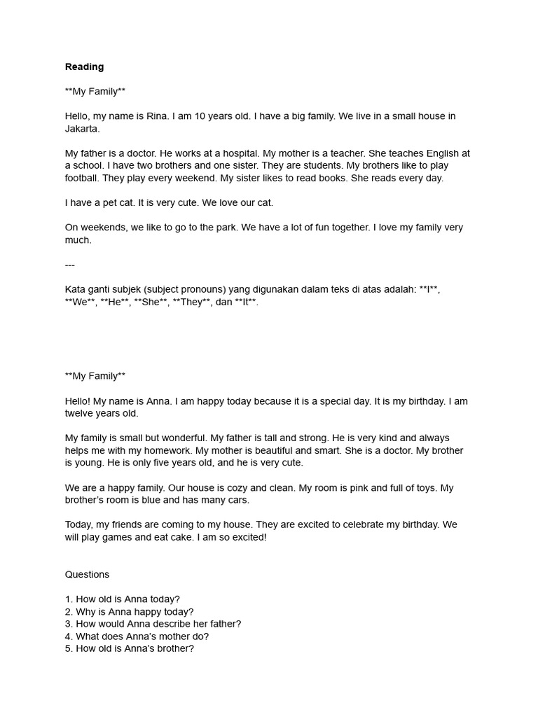 Reading Teks Basic 1 | PDF | Bedroom | Lunch