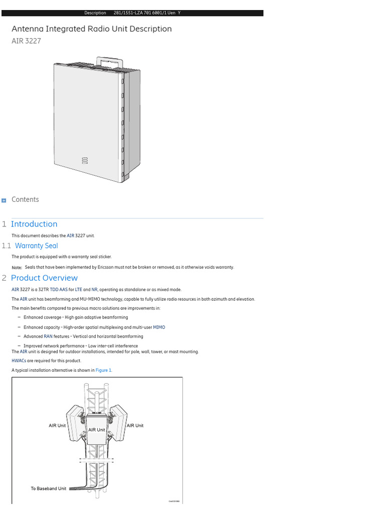 AIR 3227 Antenna Radio Unit Overview | PDF | Fuse (Electrical) | Power ...