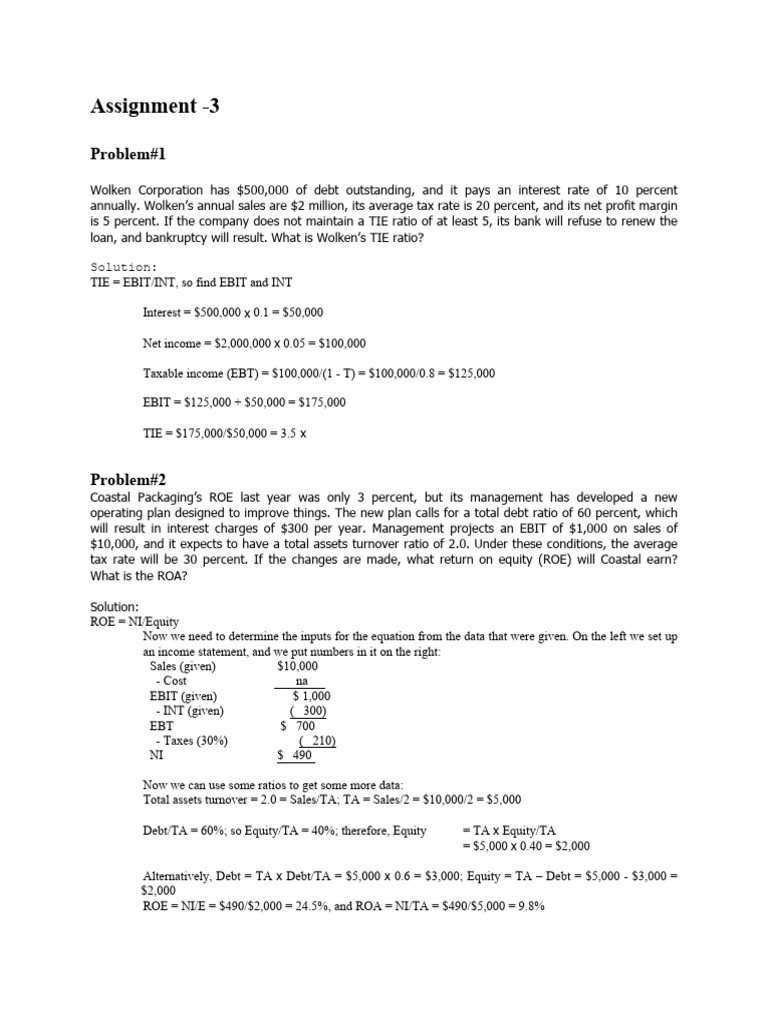 Chapter 2 - Assignment 03 Solution | PDF | Interest | Equity (Finance)