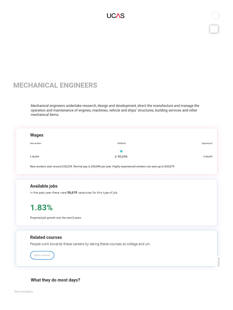 Mechanical Engineers - Career Profile - UCAS | PDF | Engines ...