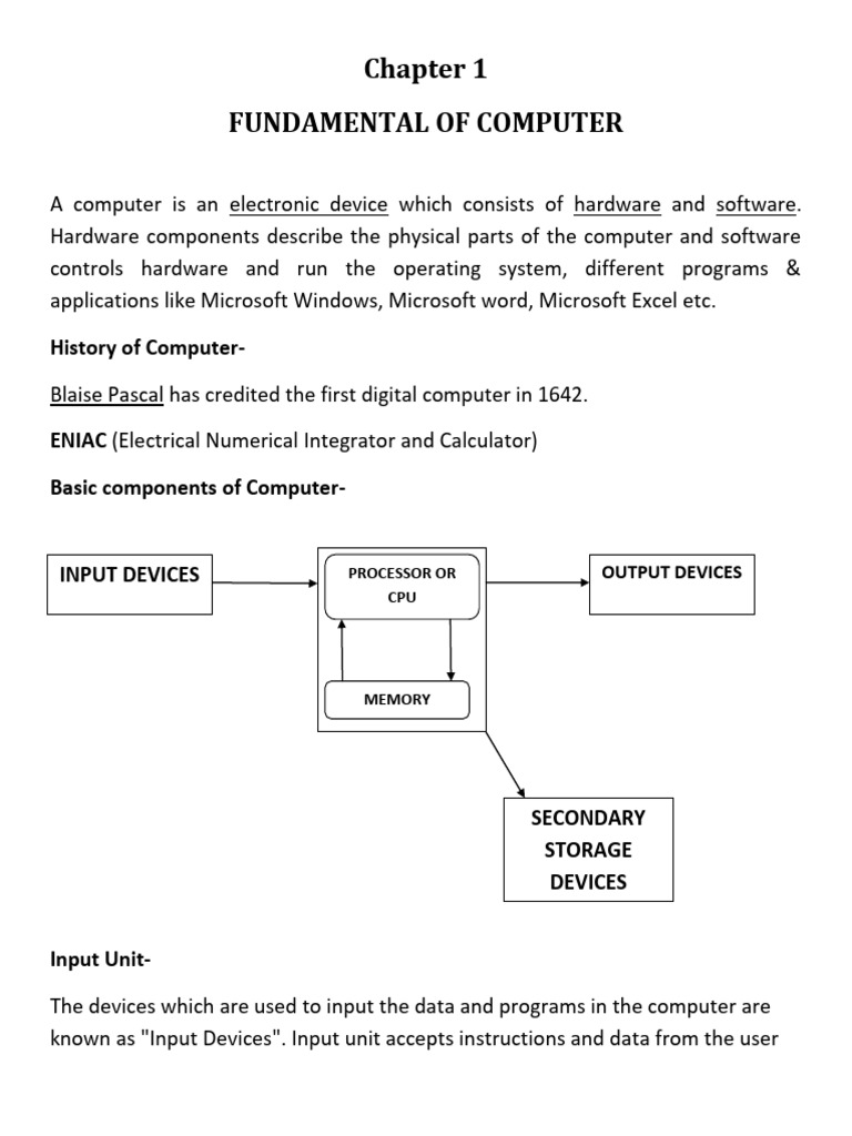 Class VI Computer Chapter - 1 | PDF | Computer Data Storage | Printer ...