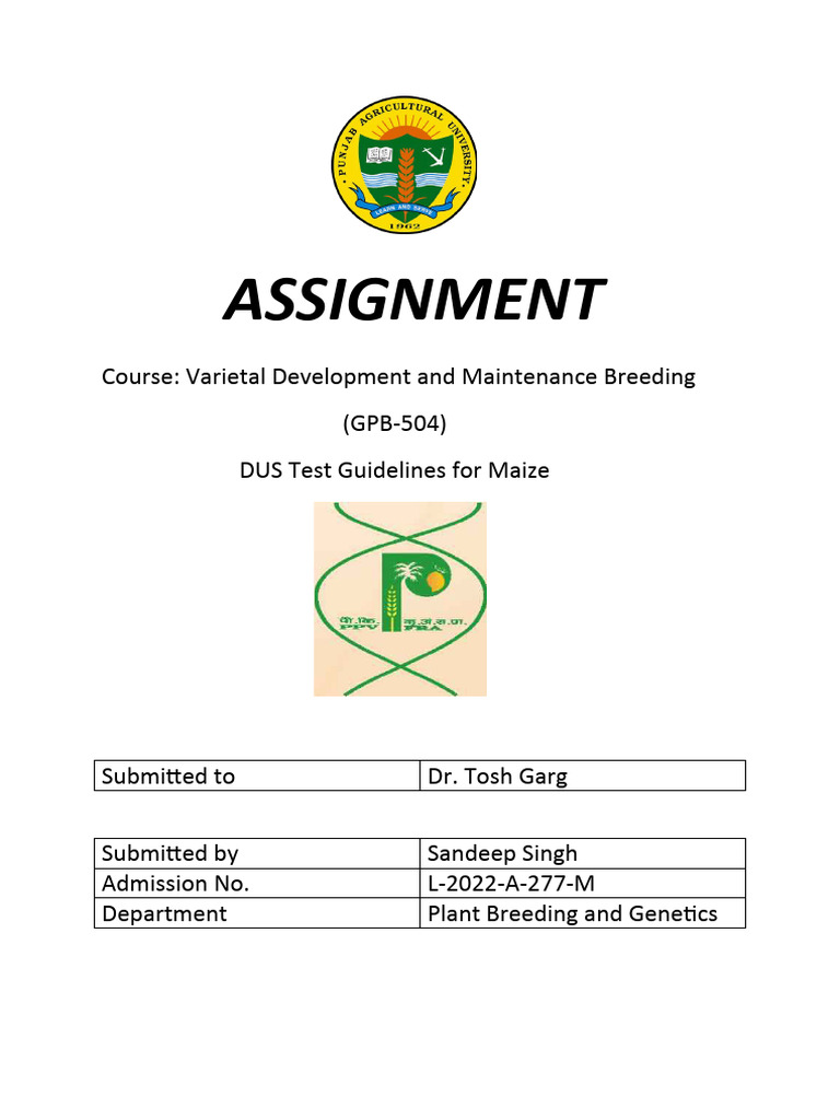 DUS Test Guidelines for Maize | PDF | Maize | Plant Breeding