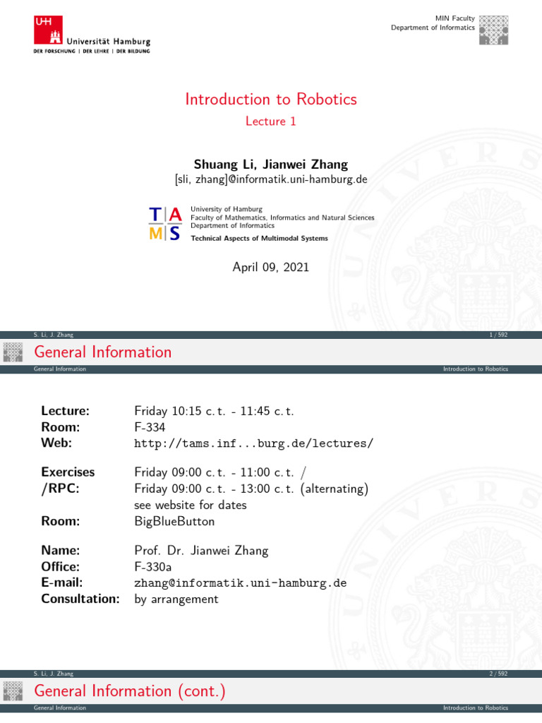 Lecture 01 | PDF | Robot | Robotics
