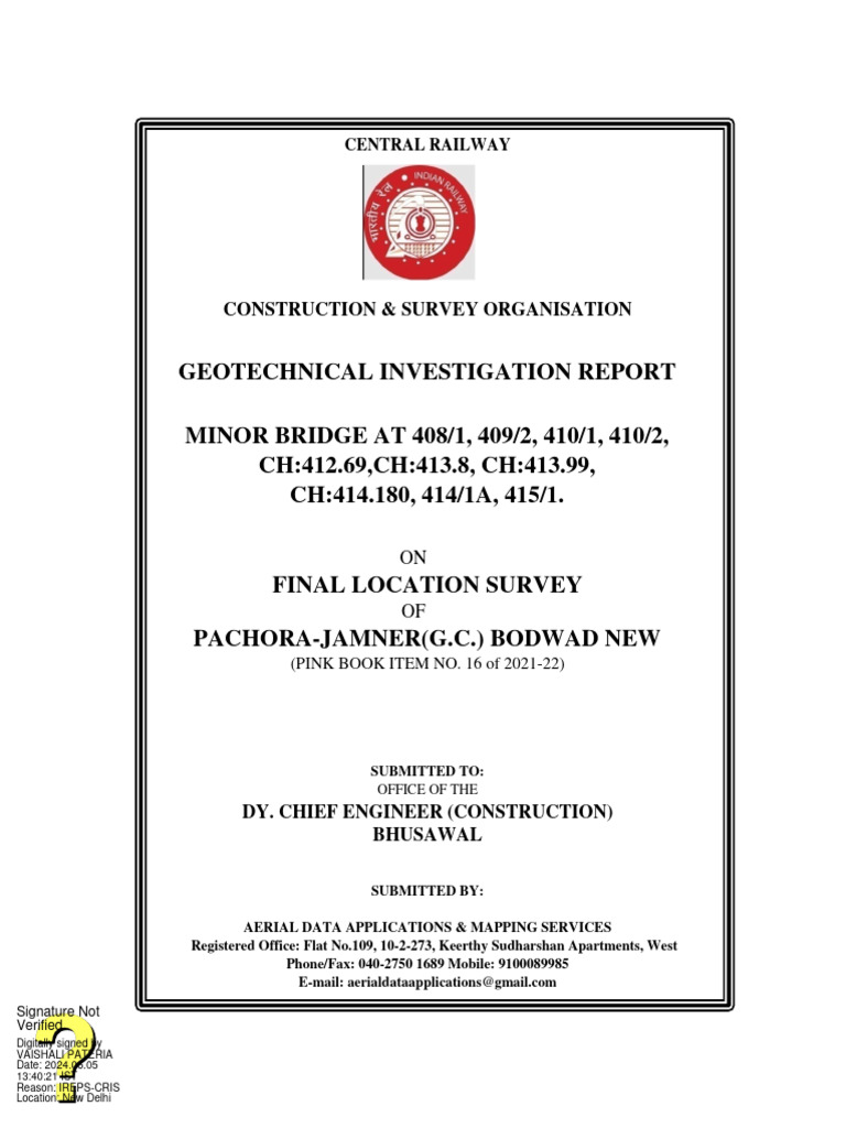 Geotech Report Minorbridge 4 Pachora-Jamnersection | PDF | Geotechnical ...