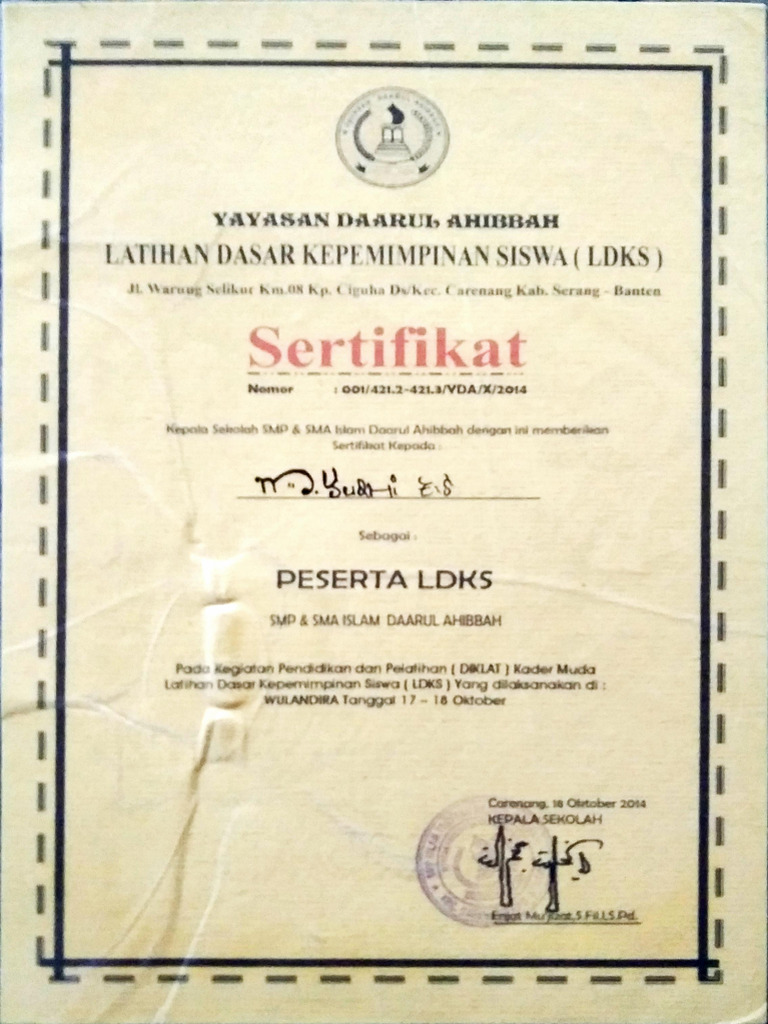 Sertifikat Ldks | PDF