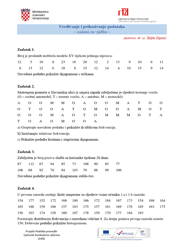 Uredivanje I Prikazivanje Podataka - Zadatci Za Vjezbu | PDF