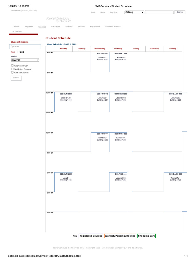 Self-Service - Student Schedule | PDF