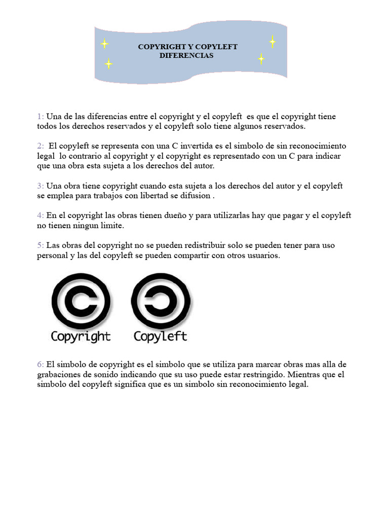 Diferencias entre Copyright y Copyleft | PDF