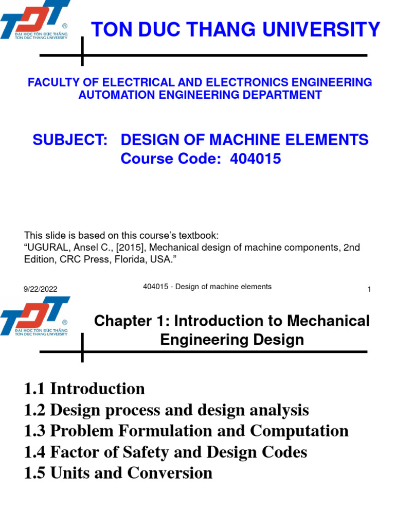 Design of Machine Elements - Chap 1 | PDF | Engineering | Strength Of ...